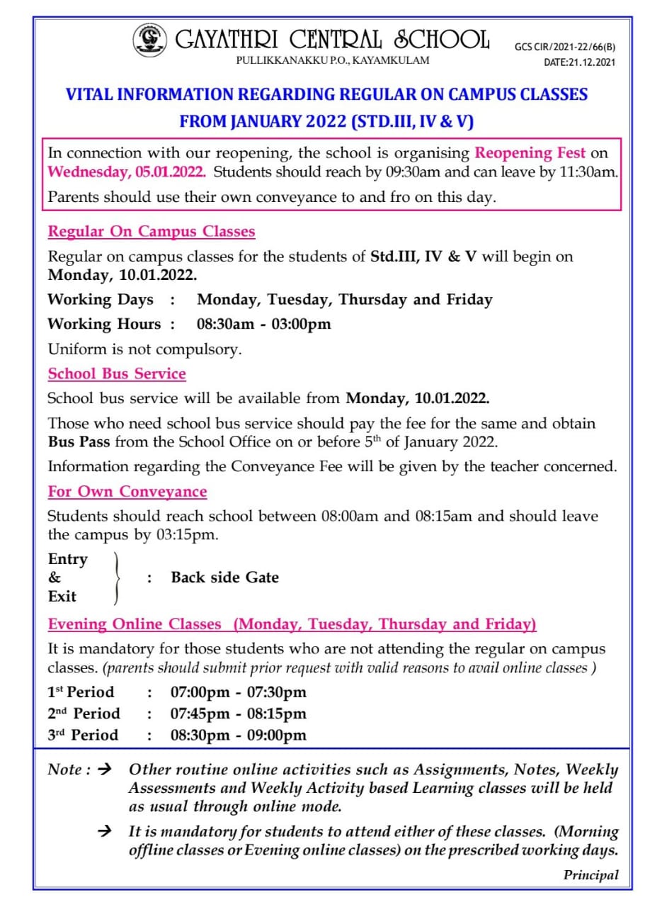 SCHOOL CIRCULAR
